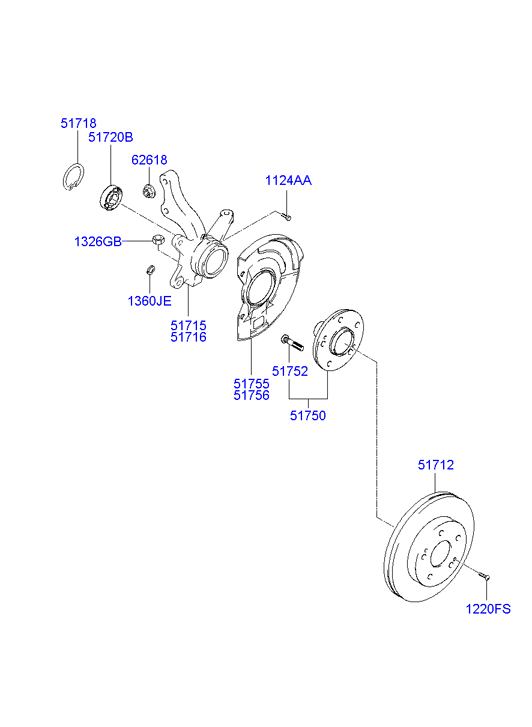 Шпилька колеса Kia&Hyundai (OE) OEM 51752-07000