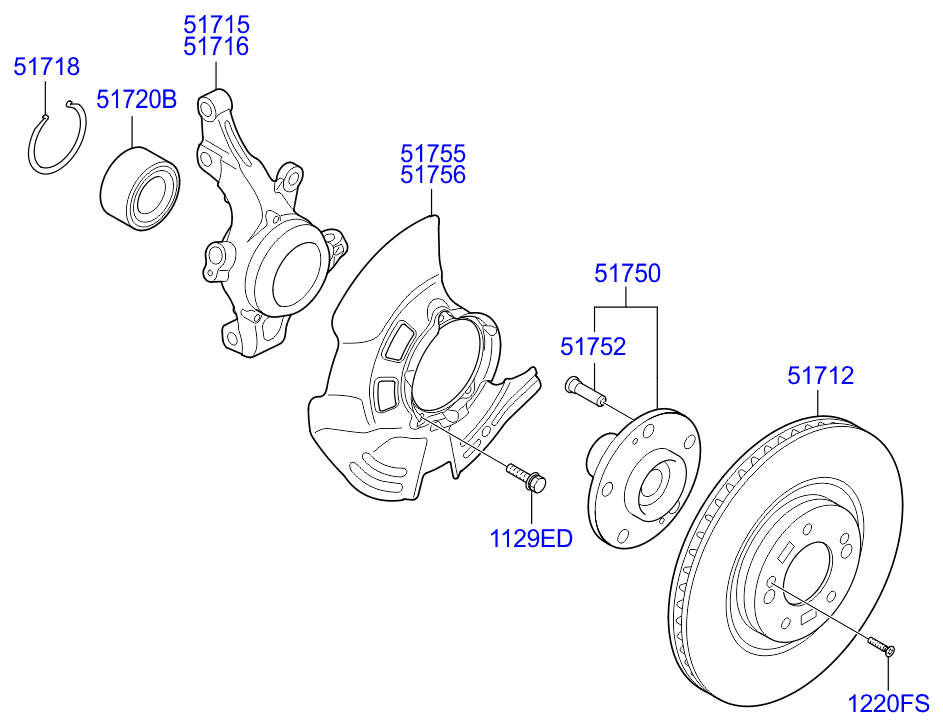 Шпилька колеса Kia&Hyundai (OE) OEM 51752-07000