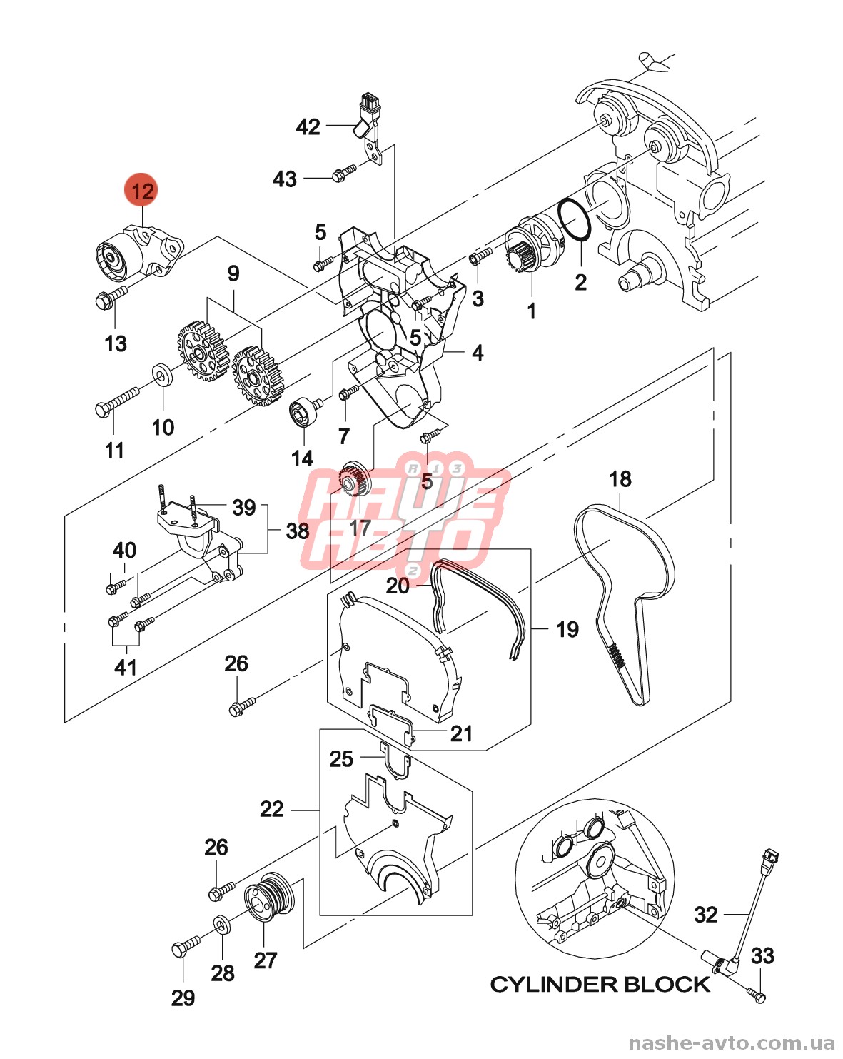 Ролик натяжной ремня ГРМ 1.6 Лачетти, Авео, Ланос, Нубира GM 96350550